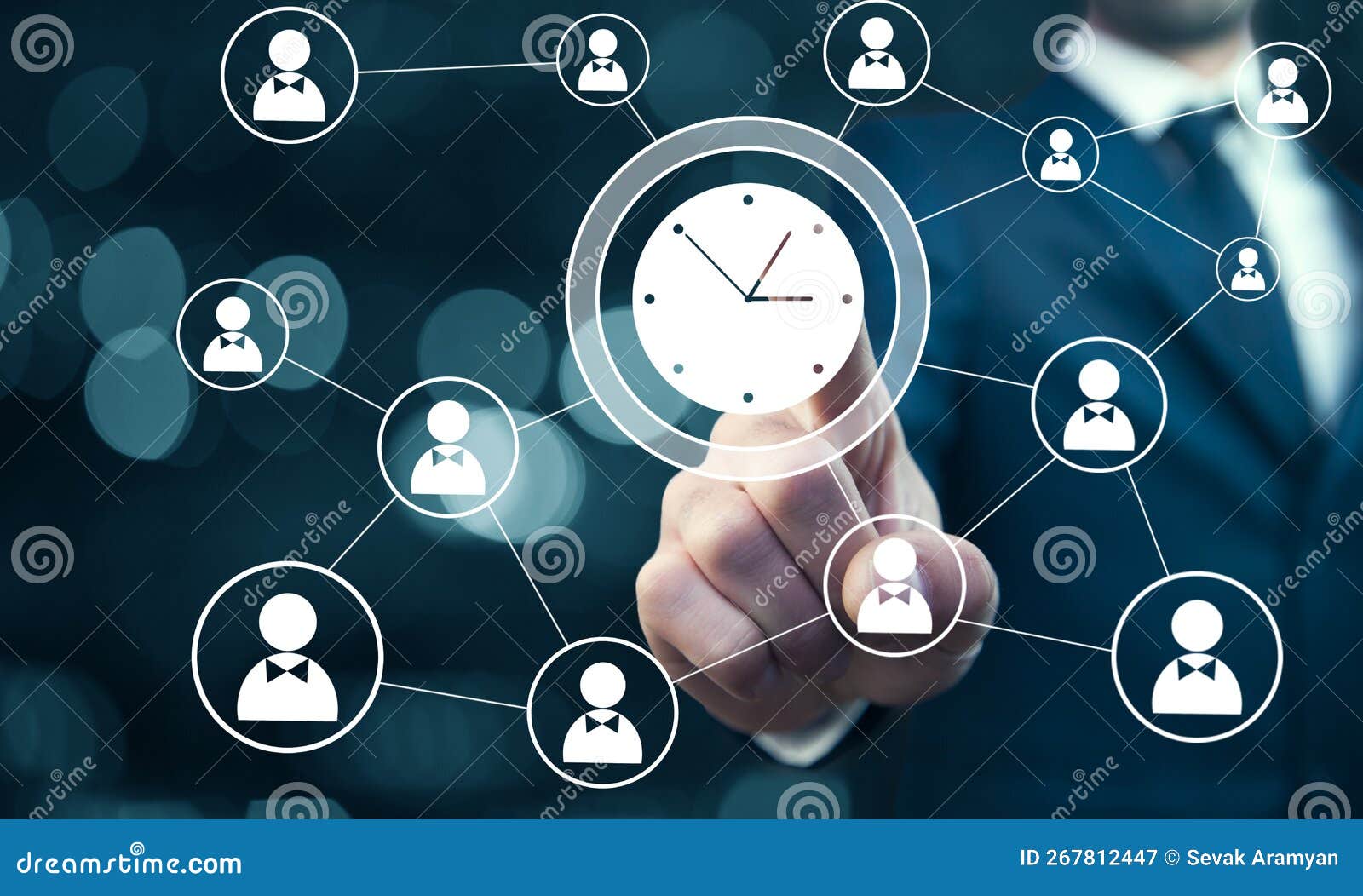 Man Touching a Time Management Stock Image - Image of businessman ...