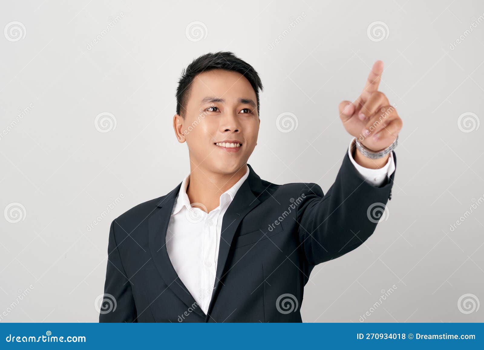 Man Touching on a Touchscreen with His Finger Stock Photo - Image of ...