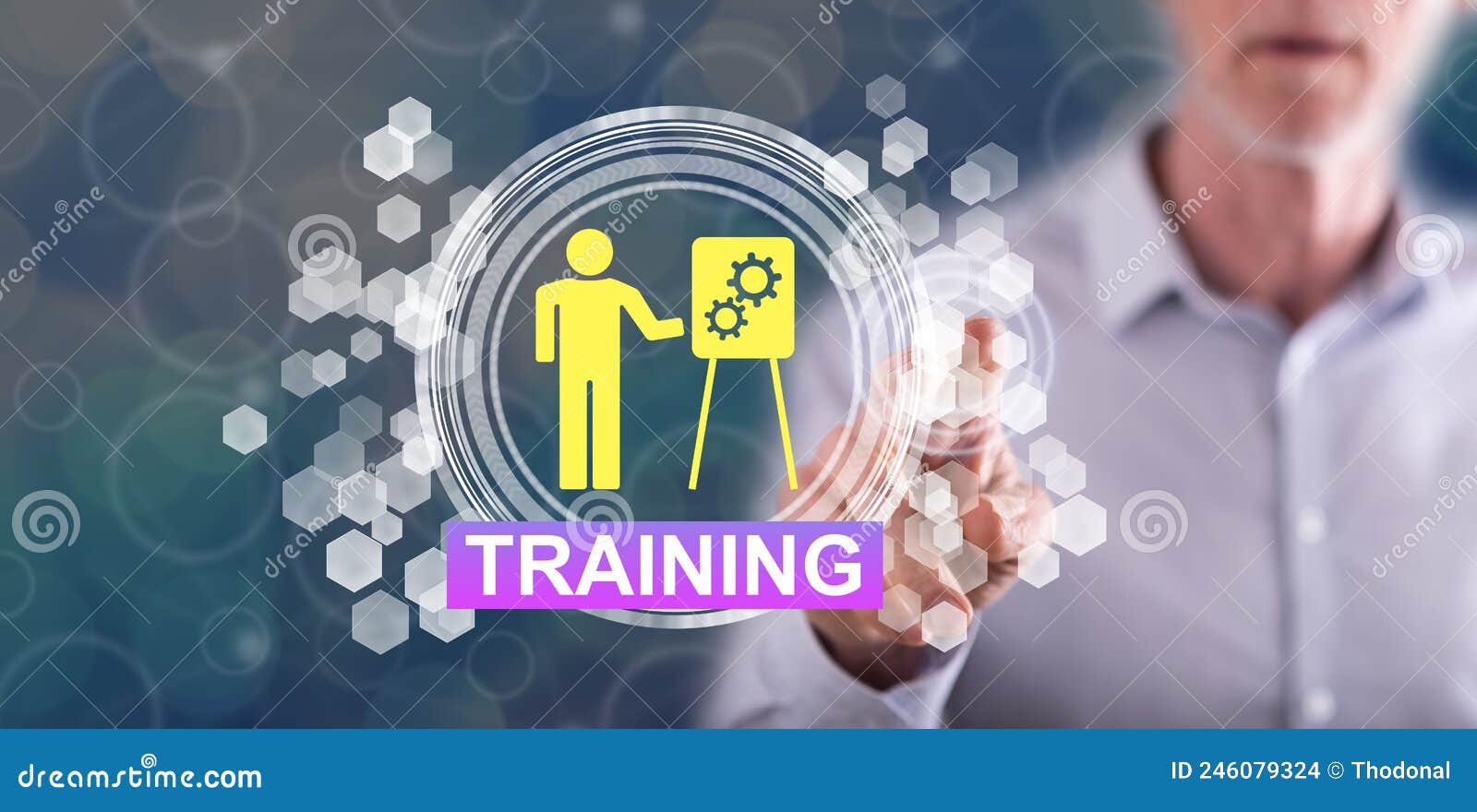 Man Touching a Training Concept Stock Photo - Image of seminar ...