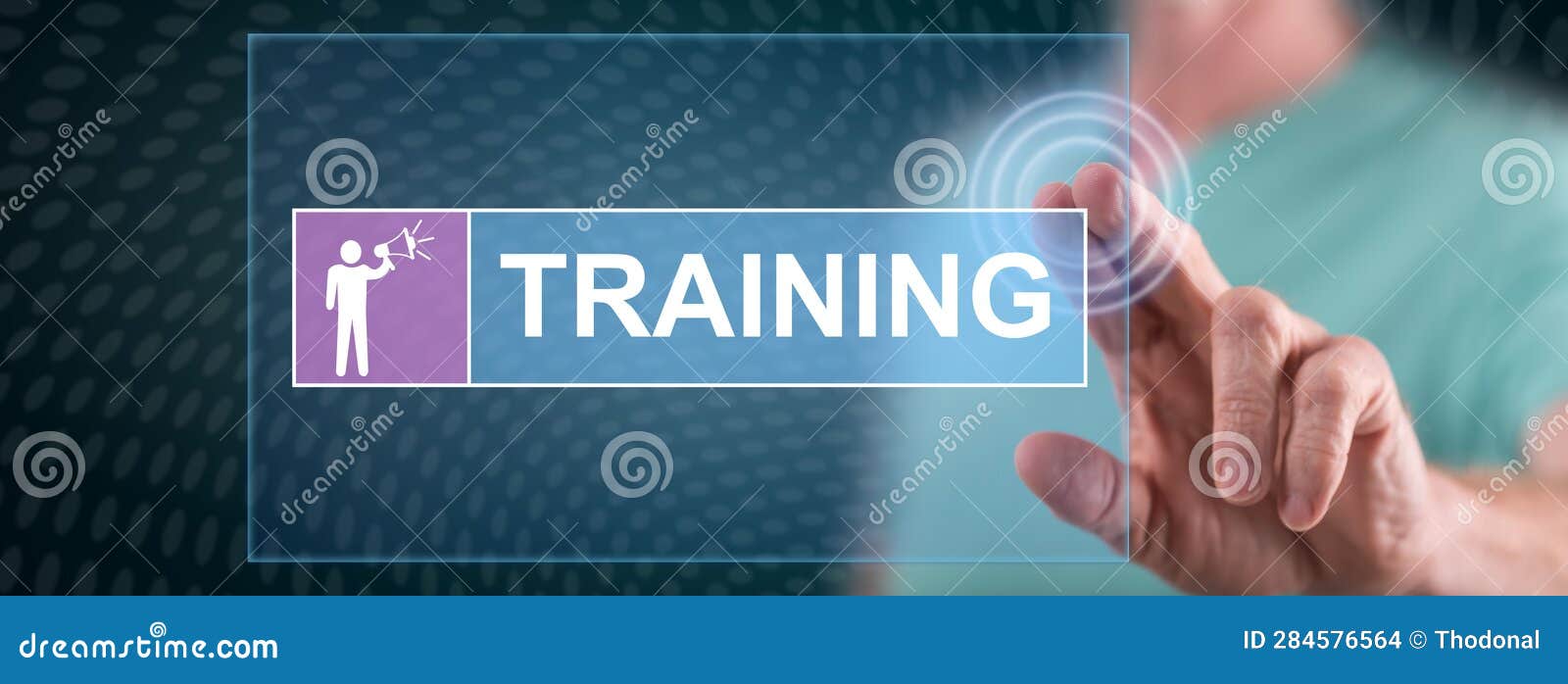 Man Touching a Training Concept Stock Photo - Image of people, learning ...