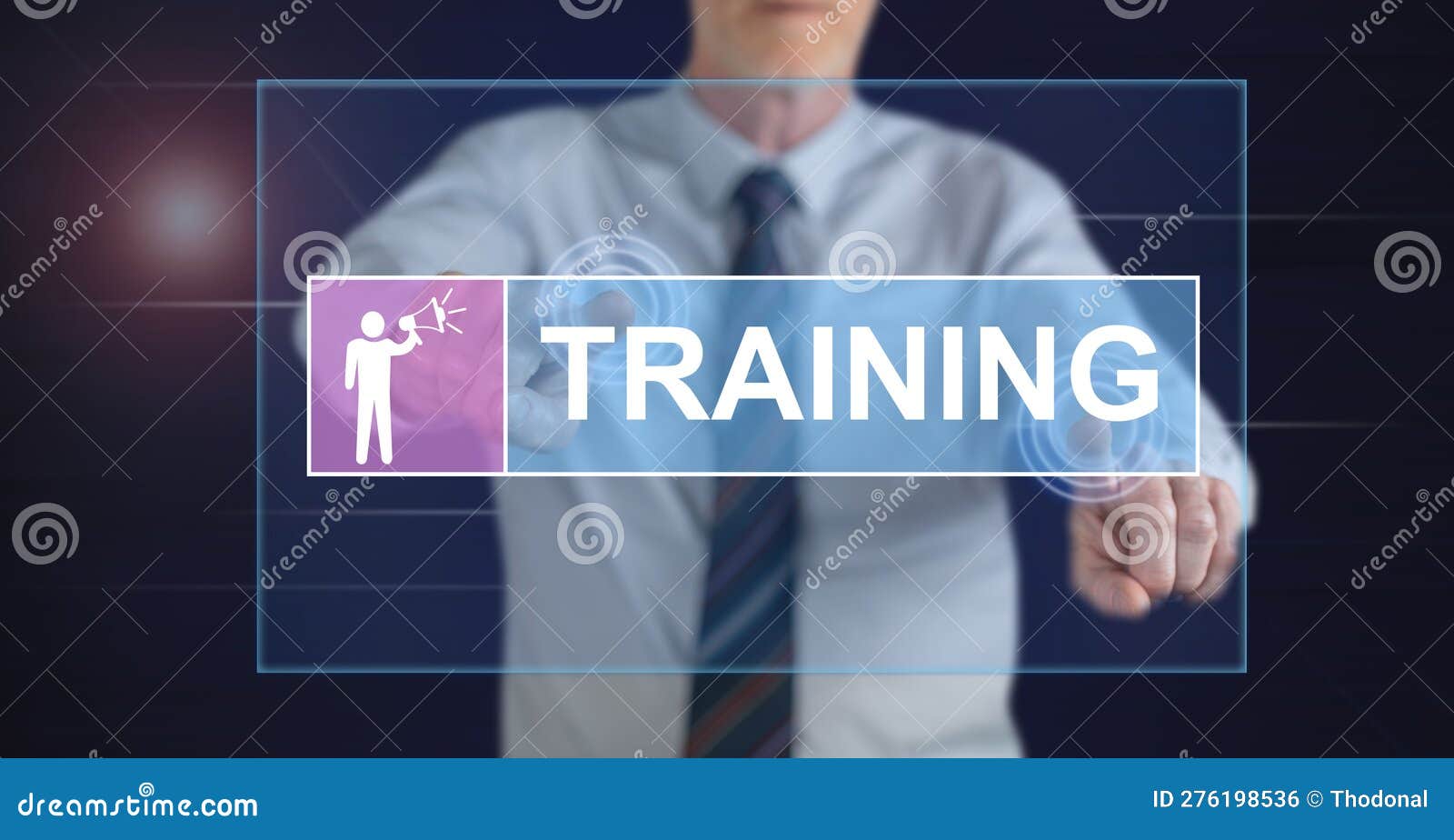 Man Touching a Training Concept Stock Photo - Image of class, learning ...