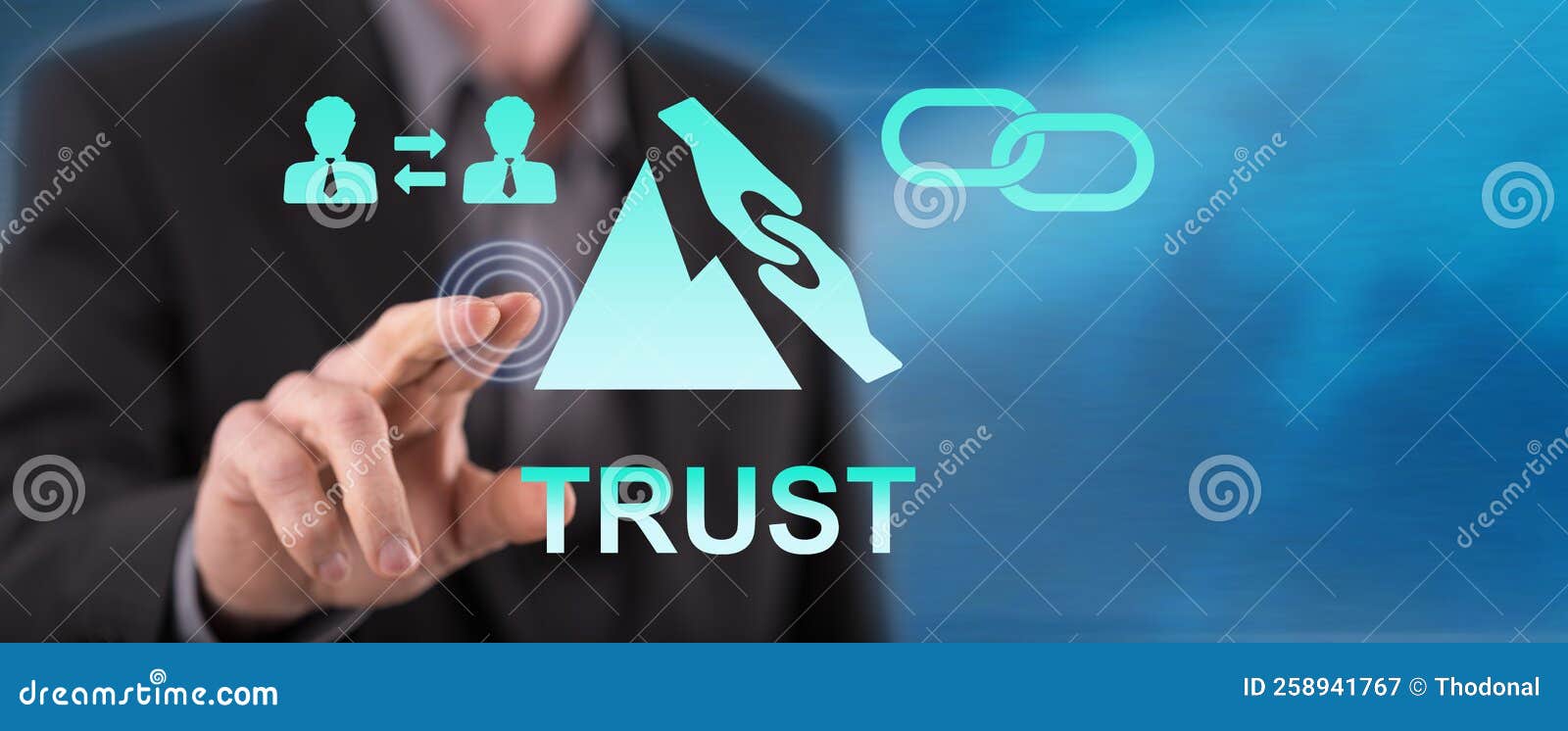 Man Touching a Trust Concept Stock Image - Image of person, team: 258941767