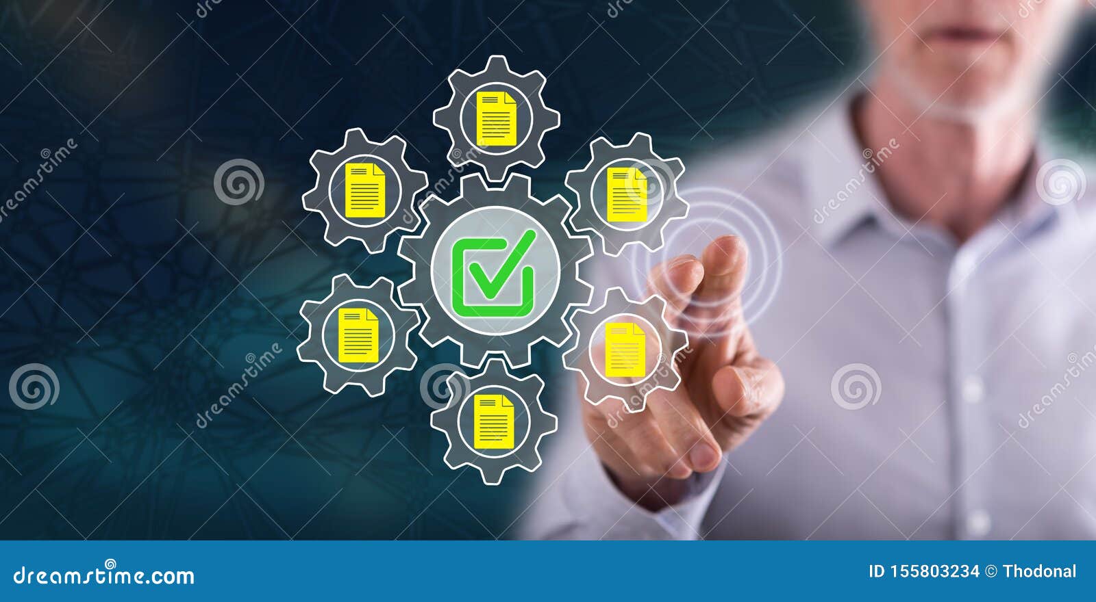 Man Touching a Validation Concept Stock Illustration - Illustration of ...