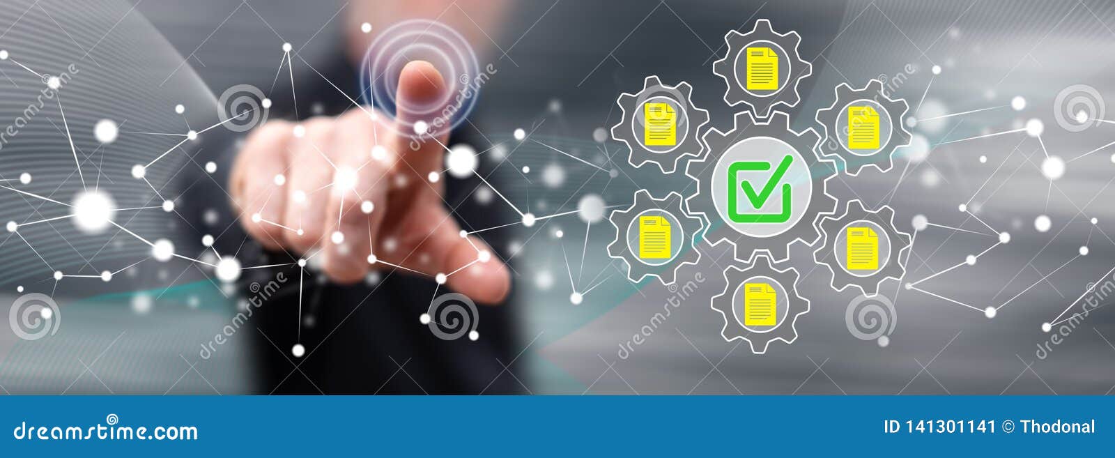 Man Touching Validation Concept Stock Image - Image of right, screen ...