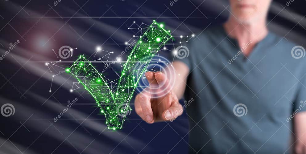 Man Touching a Validation Concept Stock Image - Image of approved ...