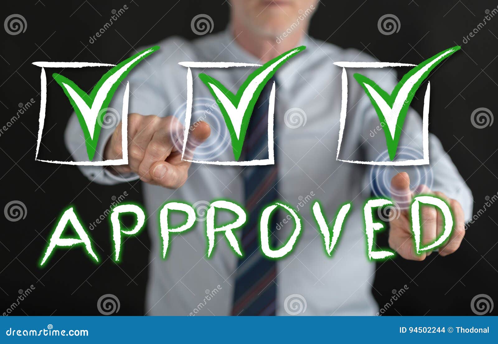 Man Touching a Validation Concept on a Touch Screen Stock Photo - Image ...