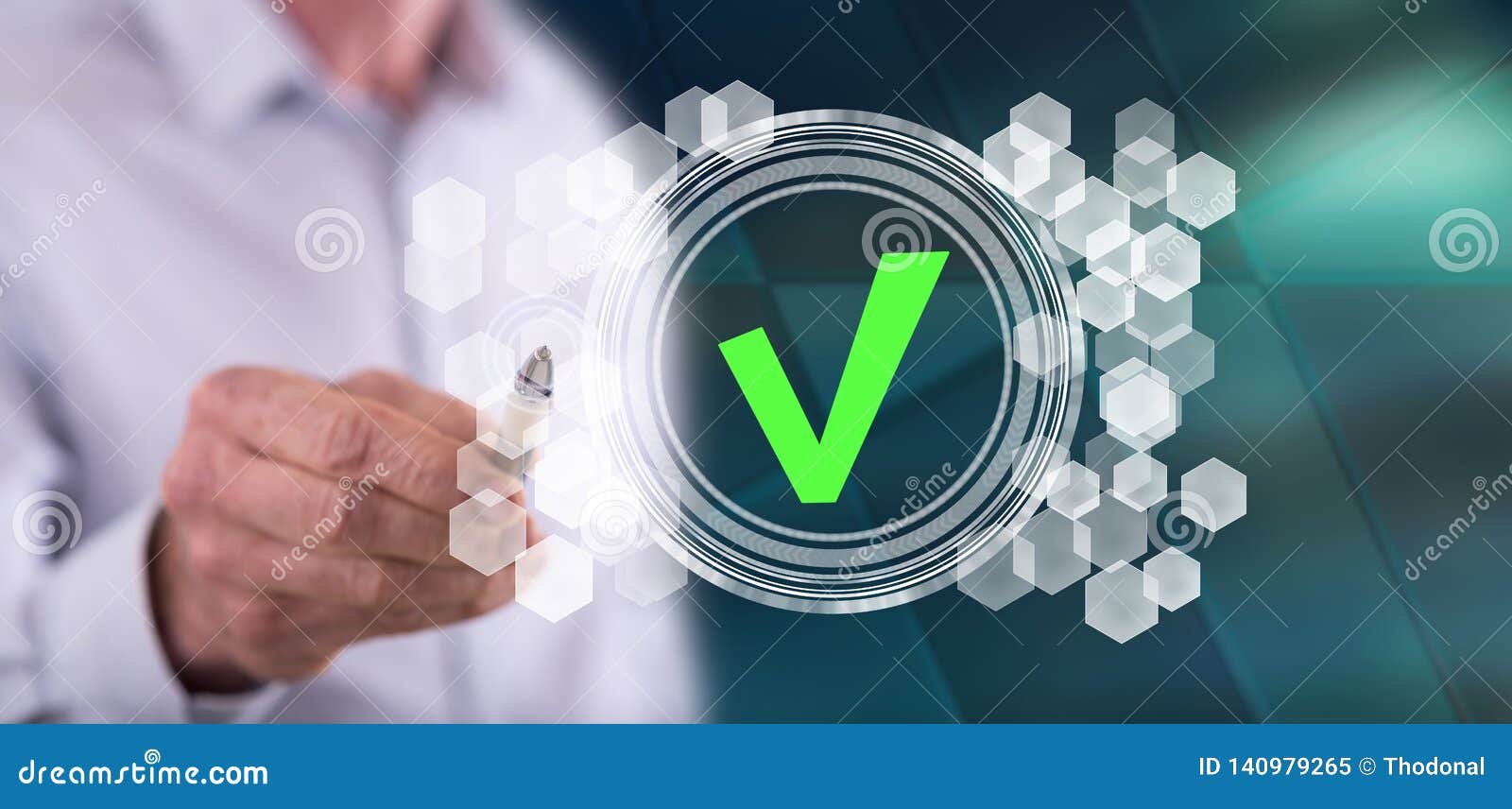 Man Touching a Validation Process Concept Stock Image - Image of icon ...