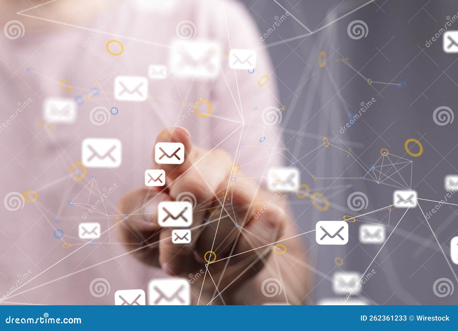 Man Touching the Virtual 3D Message Icons Symbolizing Customer Service ...