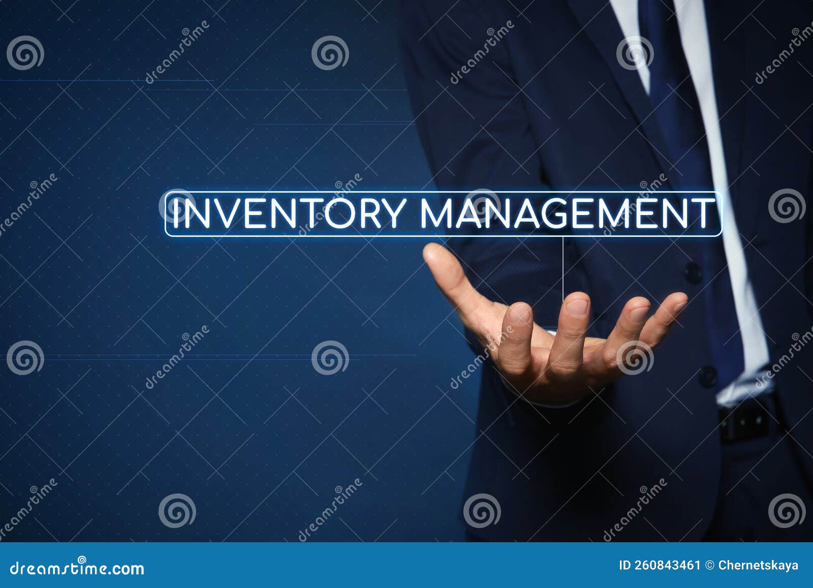 Man Touching Virtual Screen with Text Inventory Management on Color ...