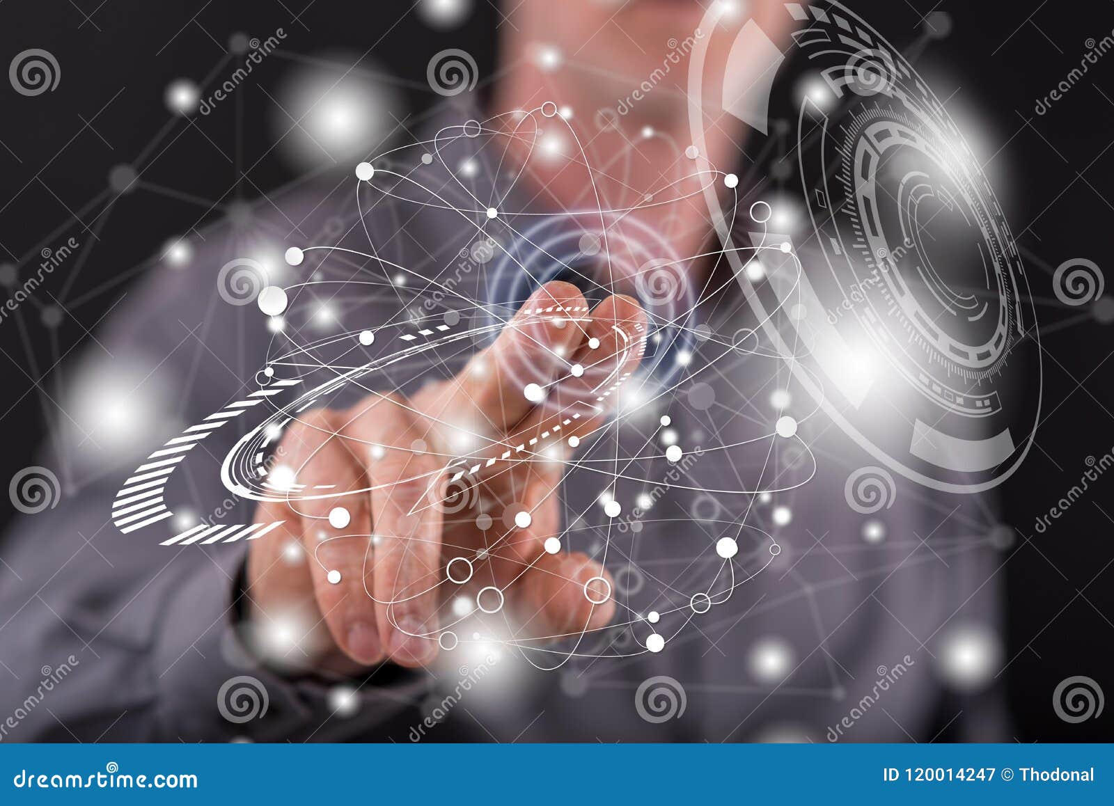 Man Touching a Virtual Technology Concept Stock Image - Image of modern ...