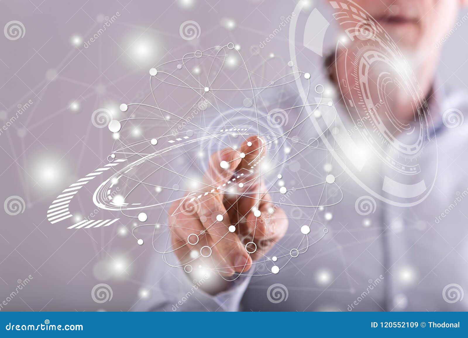 Man Touching a Virtual Technology Concept Stock Image - Image of future ...