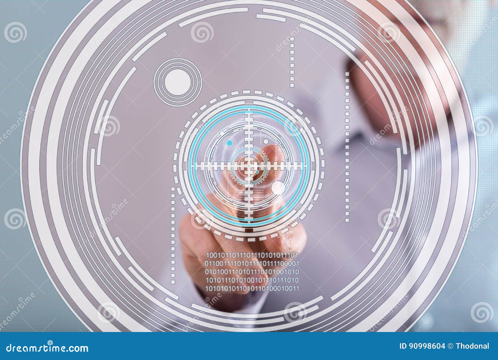 Man Touching a Virtuel Technology Concept on a Touch Screen Stock Photo ...