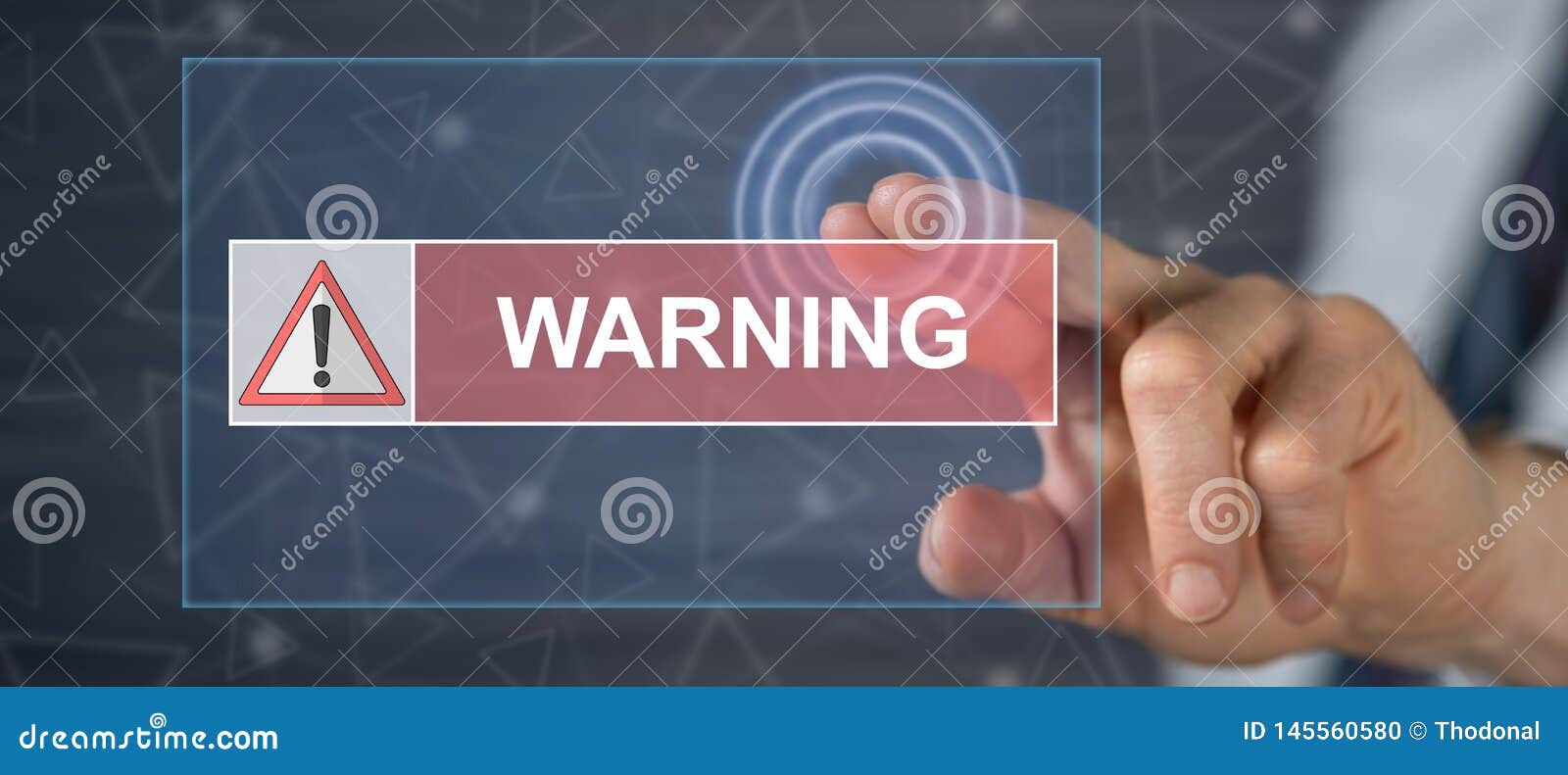 Man Touching a Warning Concept Stock Photo - Image of warning, person ...