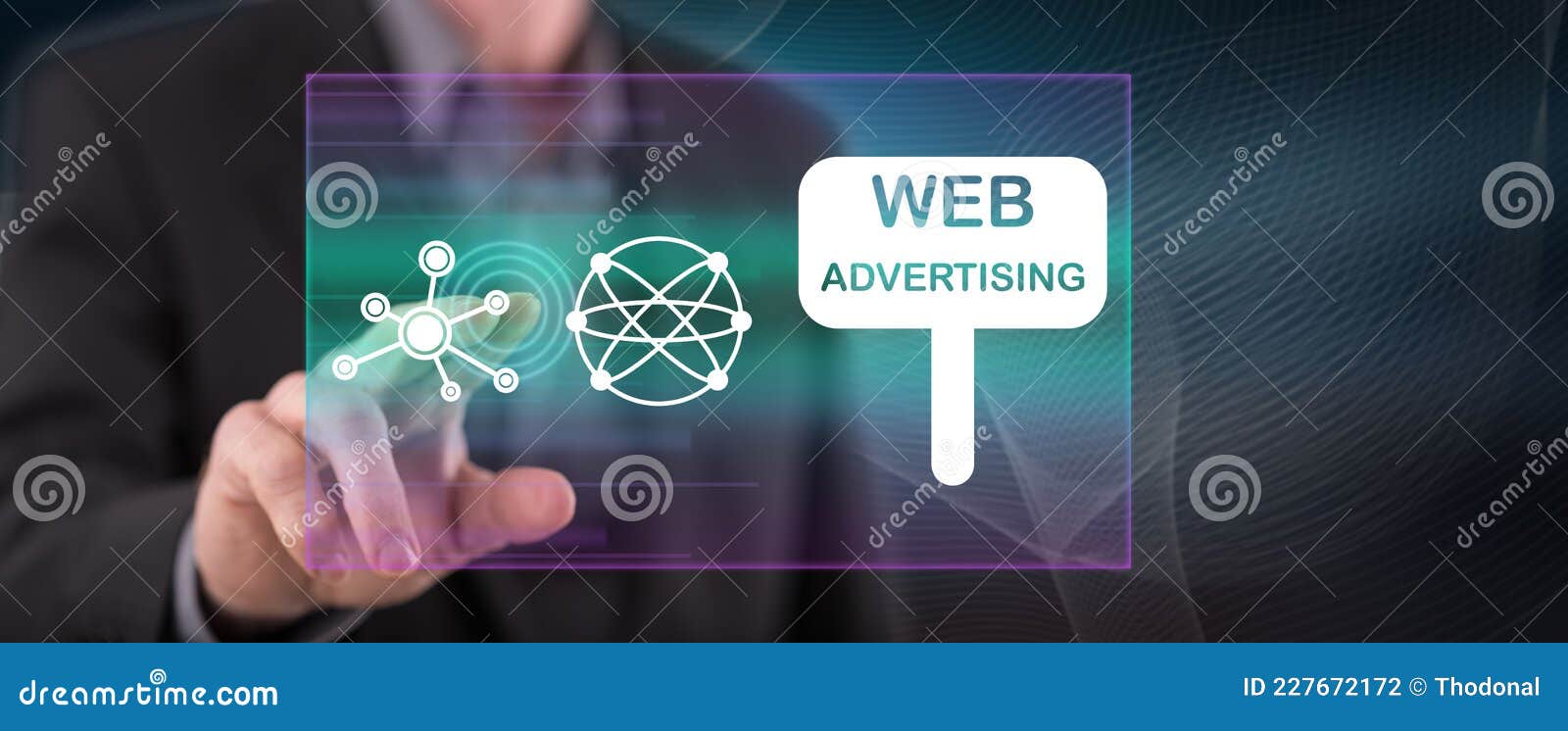 Man Touching a Web Advertising Concept Stock Photo - Image of social ...