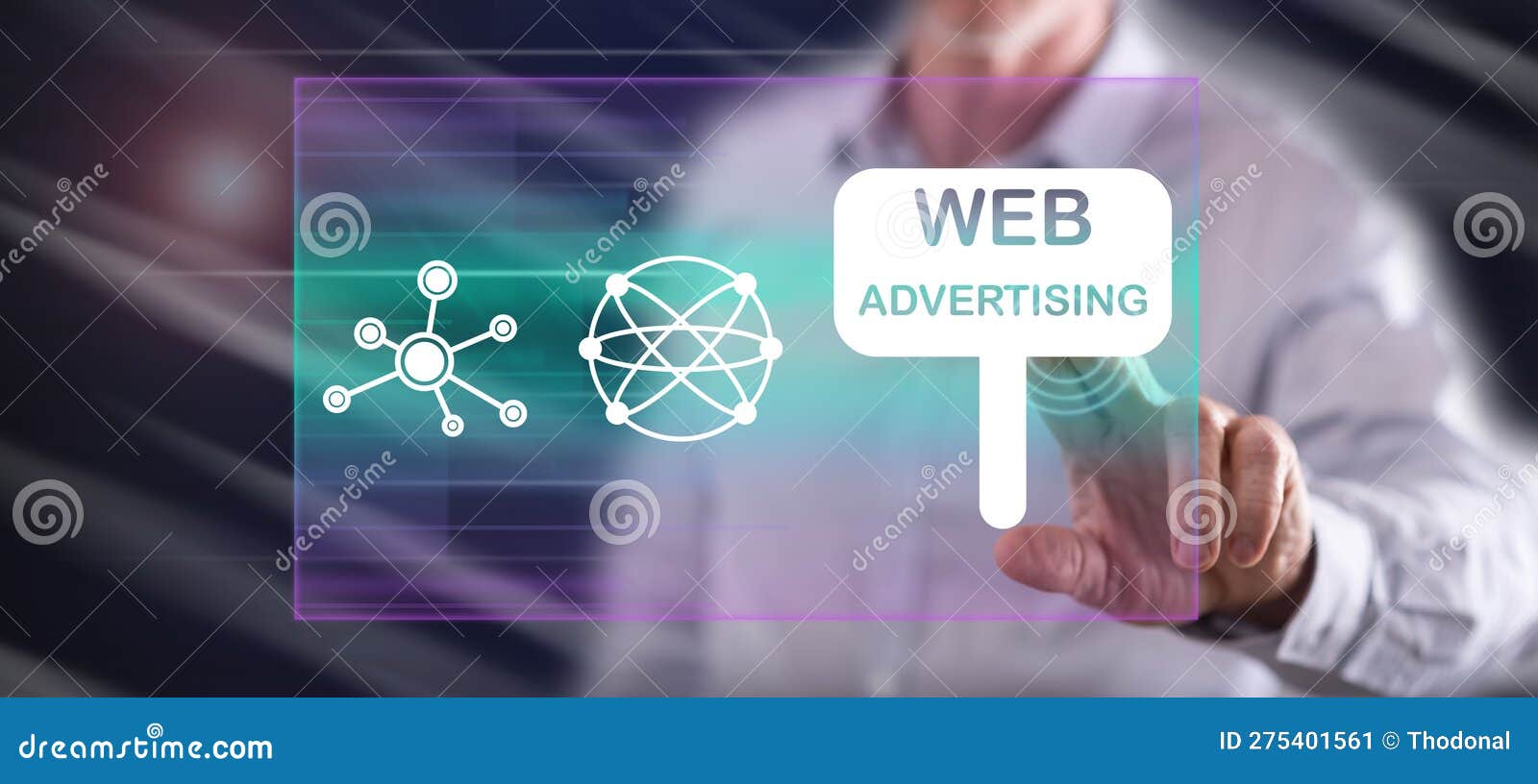 Man Touching a Web Advertising Concept Stock Image - Image of business ...