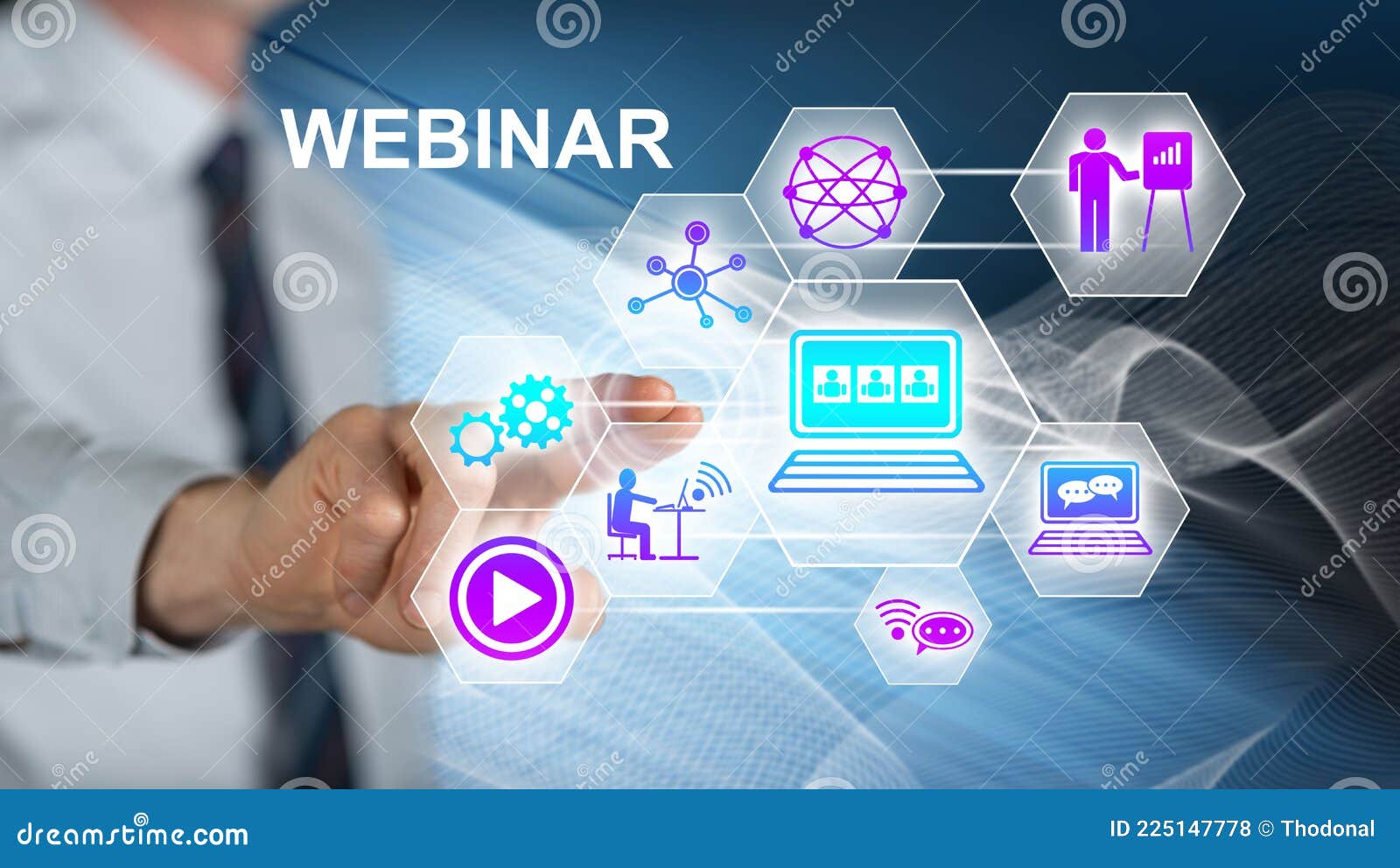 Man Touching a Webinar Concept Stock Photo - Image of touch, school ...