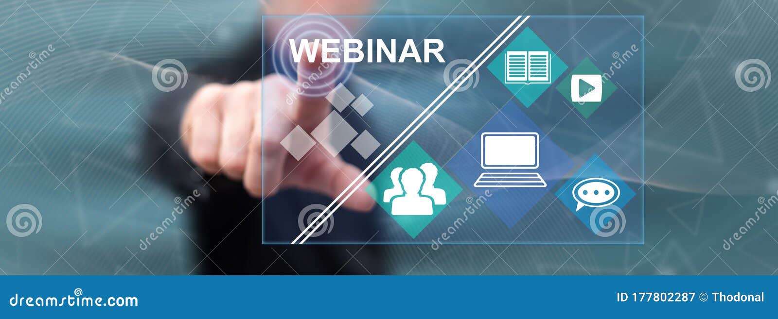 Man Touching a Webinar Concept Stock Image - Image of business ...