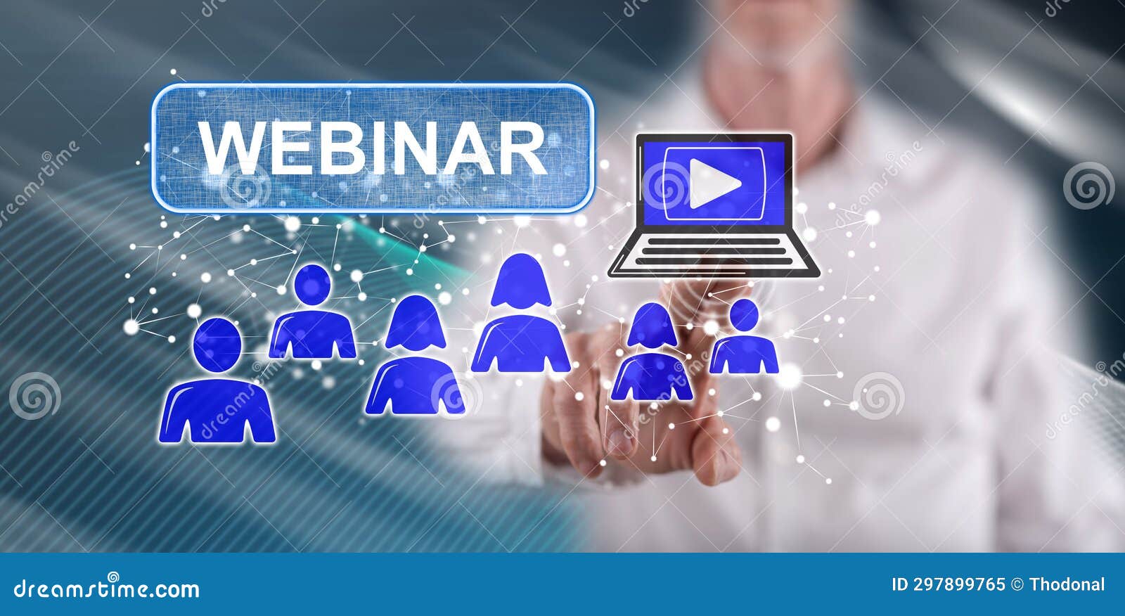 Man Touching a Webinar Concept Stock Image - Image of learning ...