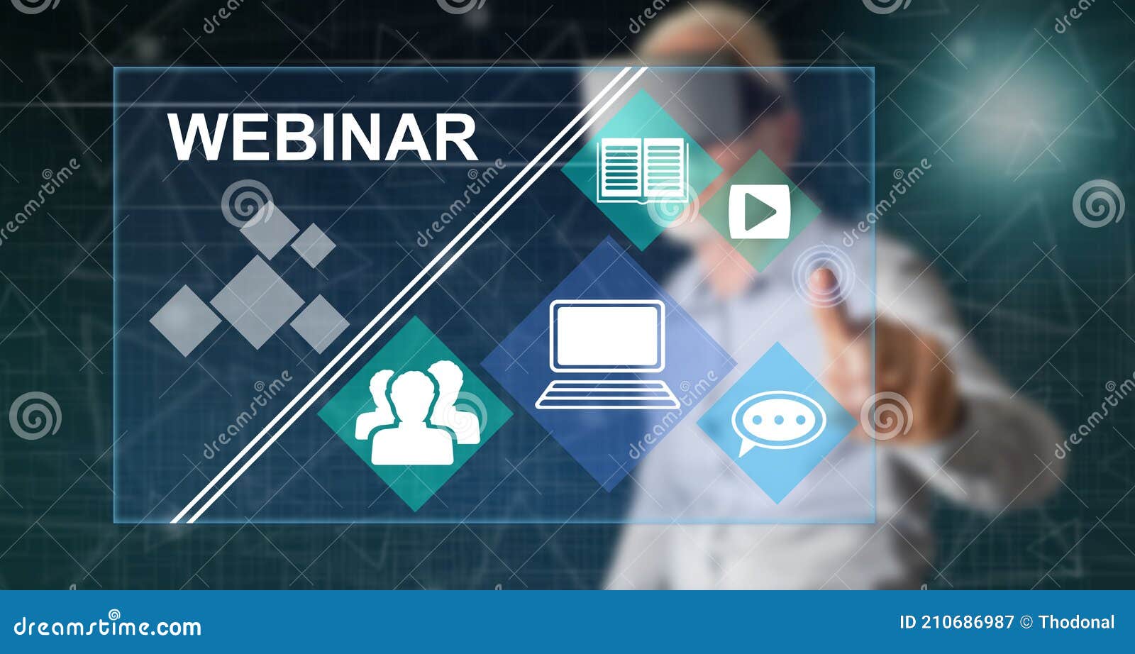 Man Touching a Webinar Concept Stock Image - Image of learning, school ...