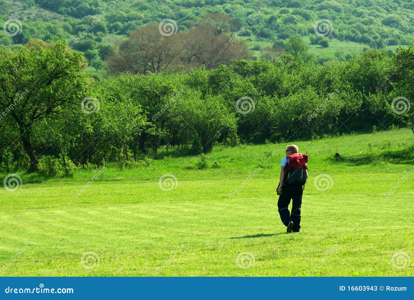 Man tourist stock image. Image of nature, landscape, grassland - 16603943