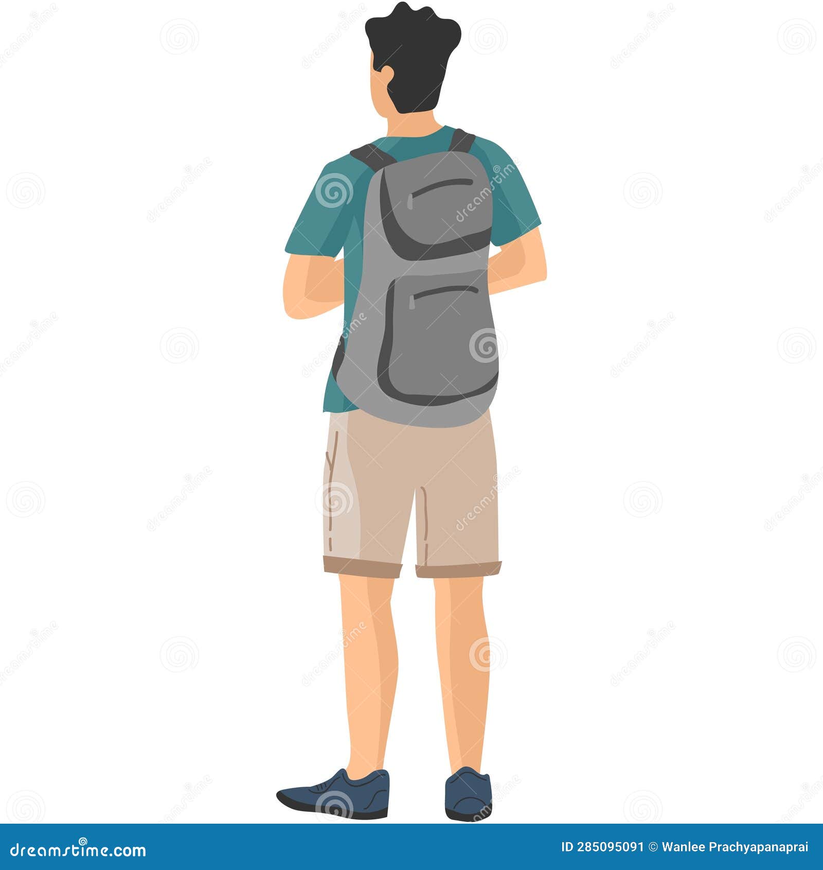 Man Tourist with Backpack Backside Vector Icon Stock Illustration ...