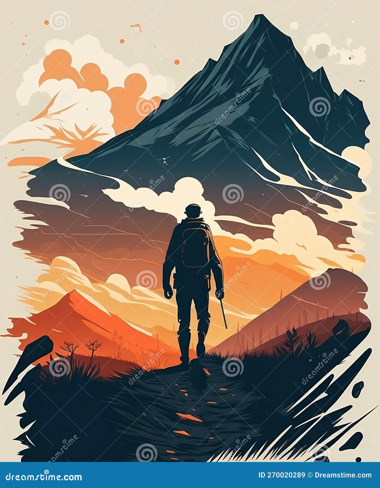 Man Tourist With Backpack. Continuous Line Drawing. Isolated On The ...