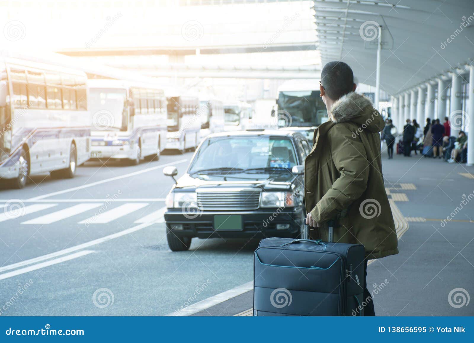 A Man Tourist Is Waiting Taxi In Front Of Tokyo Airport Editorial Image Image Of Container 8373