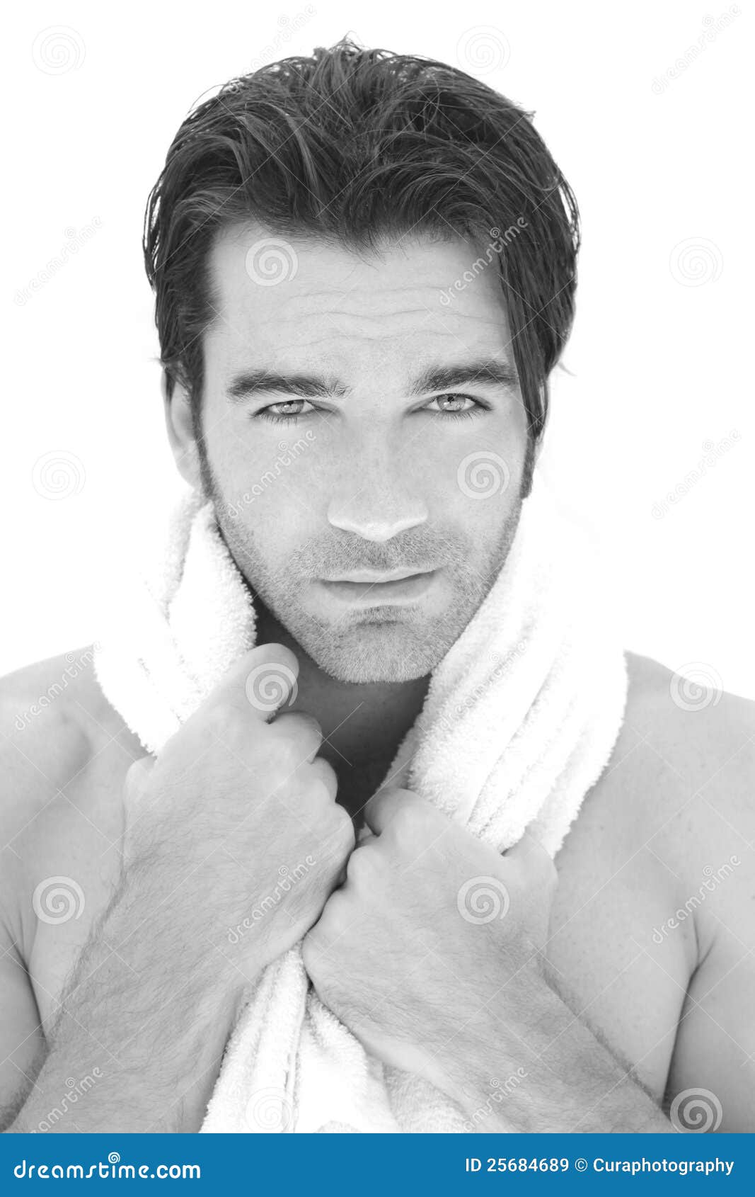 Hunk With Towel Around His Neck Back View Stock Photography ...