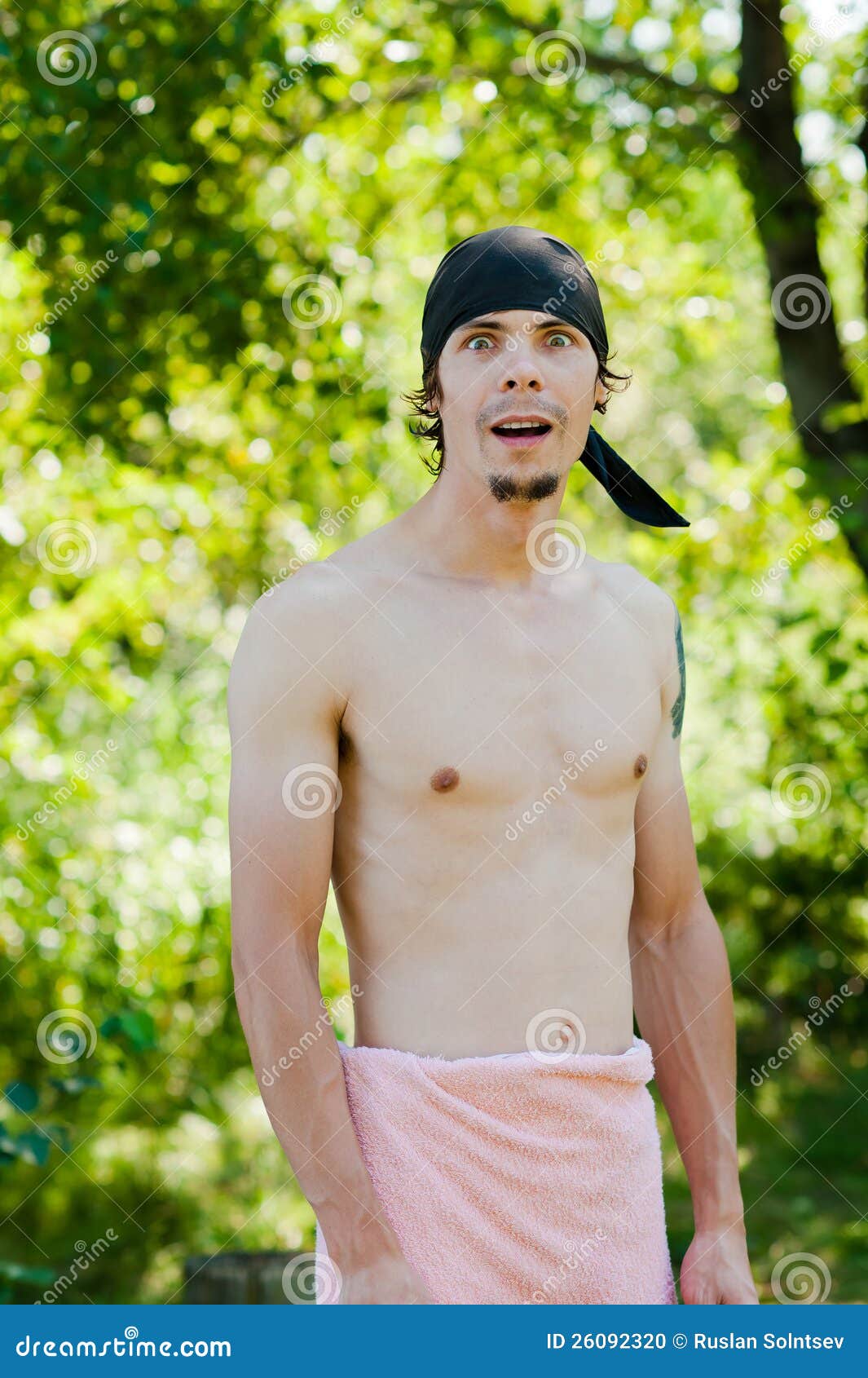 Man with towel stock photo. Image of naked, nature, muscles - 26092320