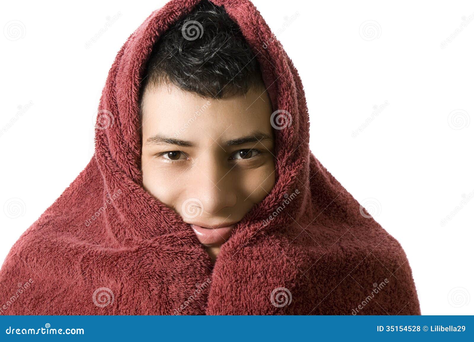 Man with a Towel Over His Head Stock Photo - Image of handsome, washing ...