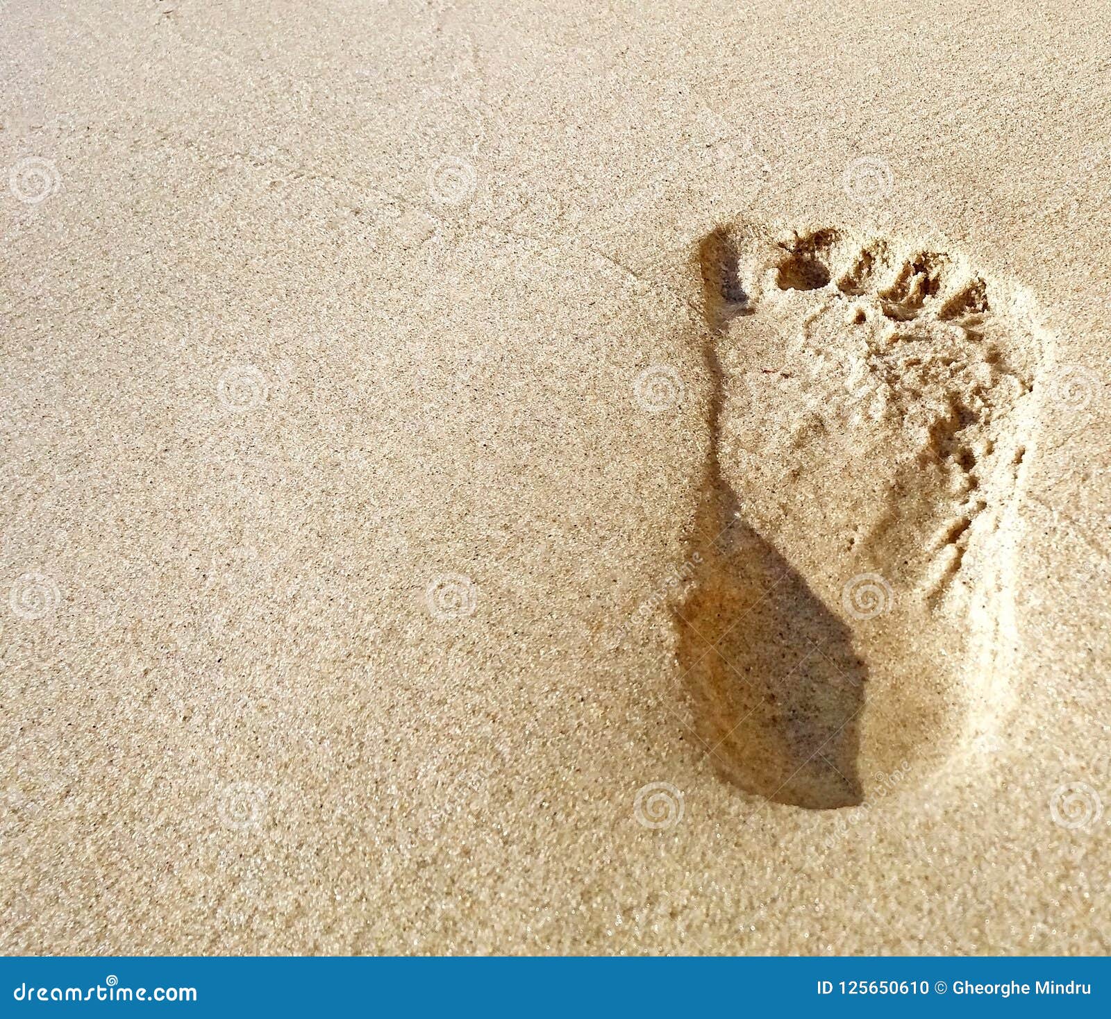 Man Trace on the Sand Beach at the Mediteranean Sea. Stock Photo ...