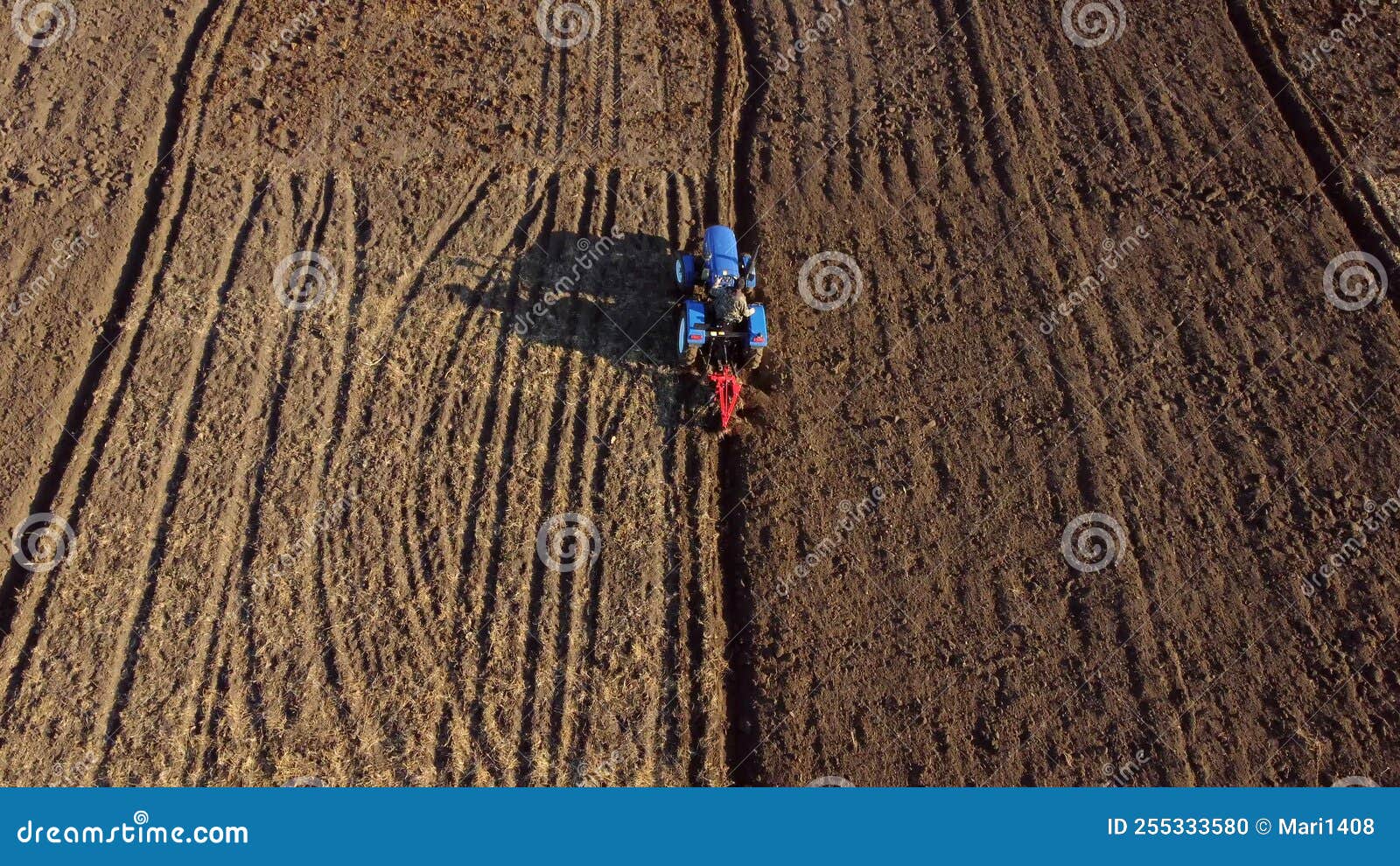 A Man on a Tractor Digging the Ground. Tractor Driver Plowing the Field ...