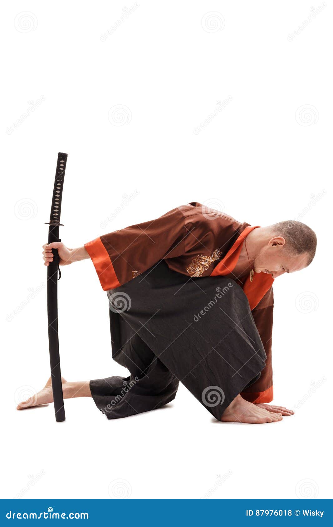 Man in Traditional Chinese in Studio with a Sword Stock Photo - Image ...