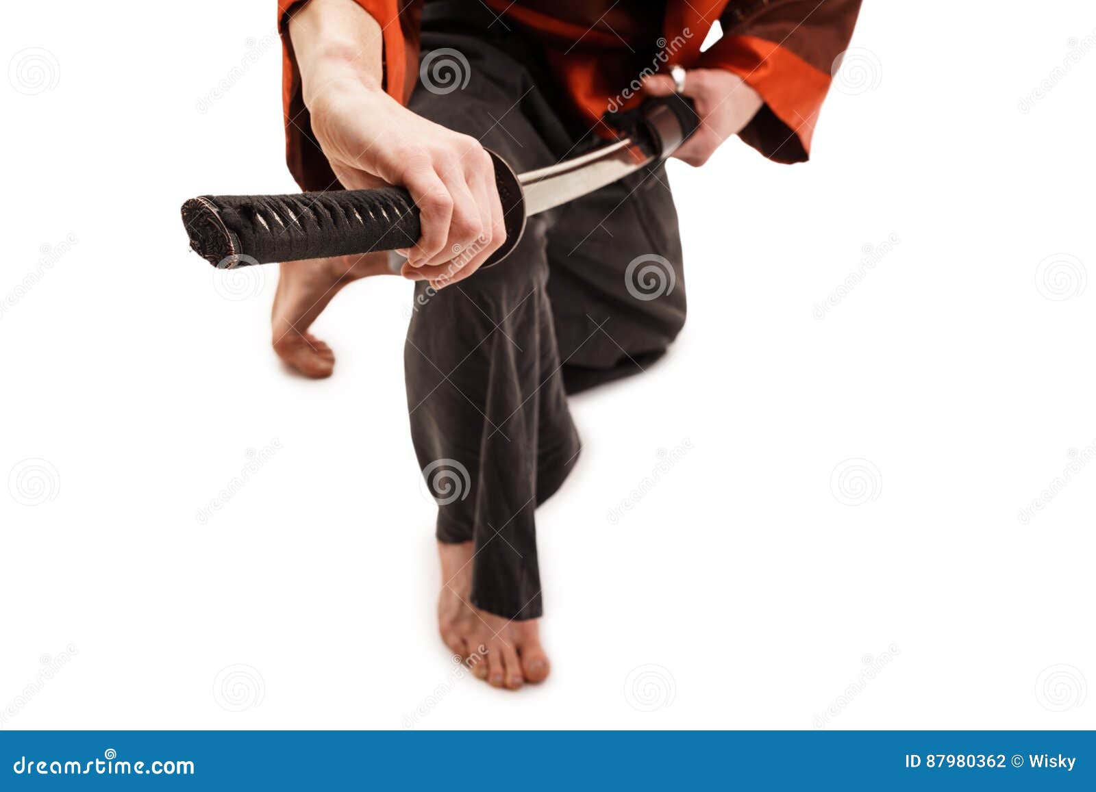 Man in Traditional Chinese in Studio with a Sword Stock Photo - Image ...