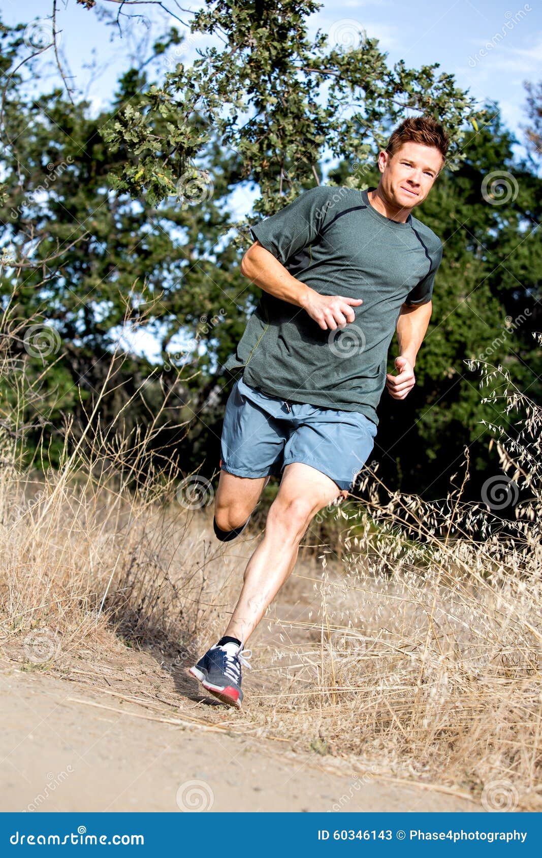 Man trail running stock image. Image of healthy, nature - 60346143