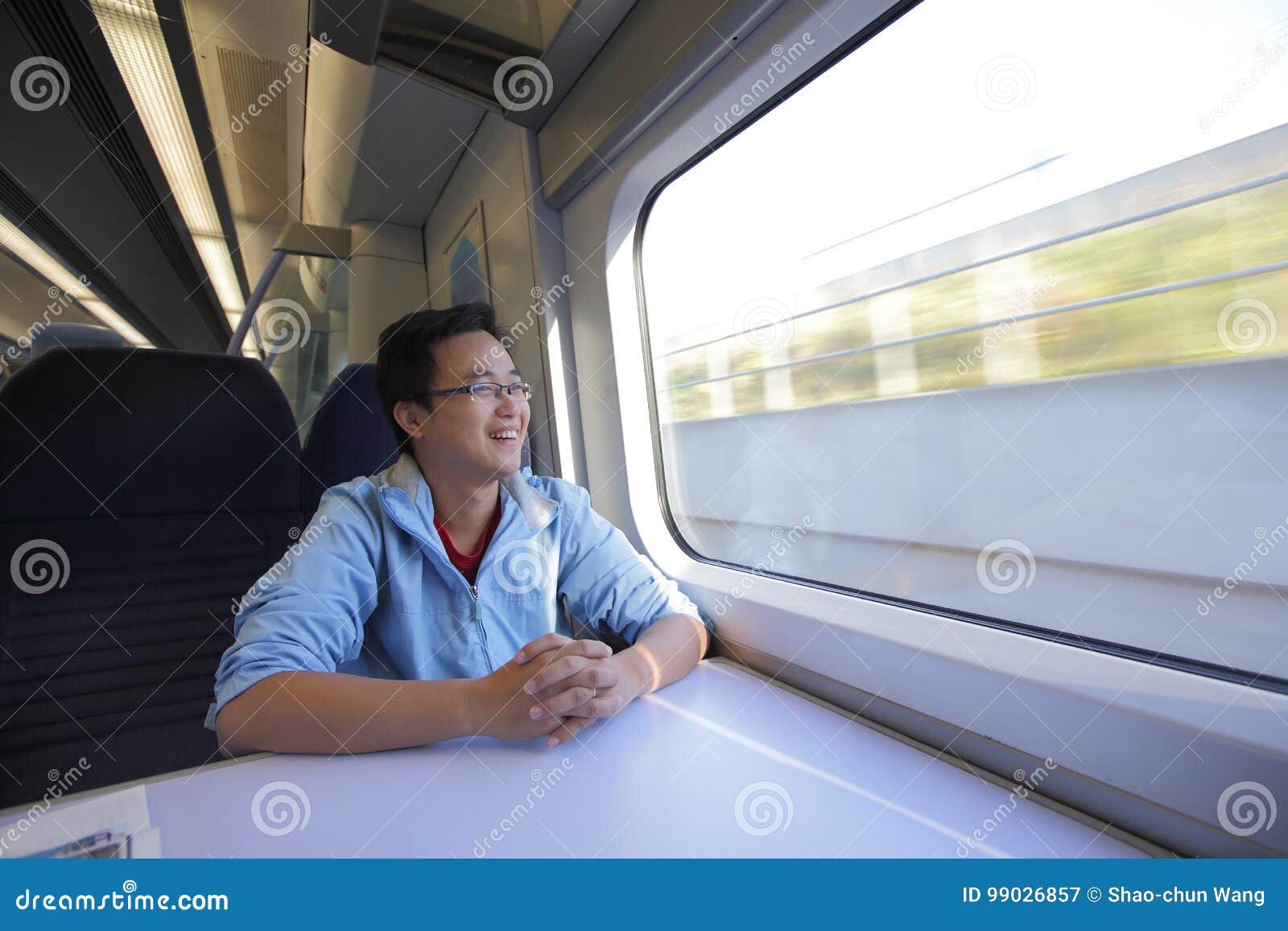 Man on the train stock image. Image of tourist, casual - 99026857