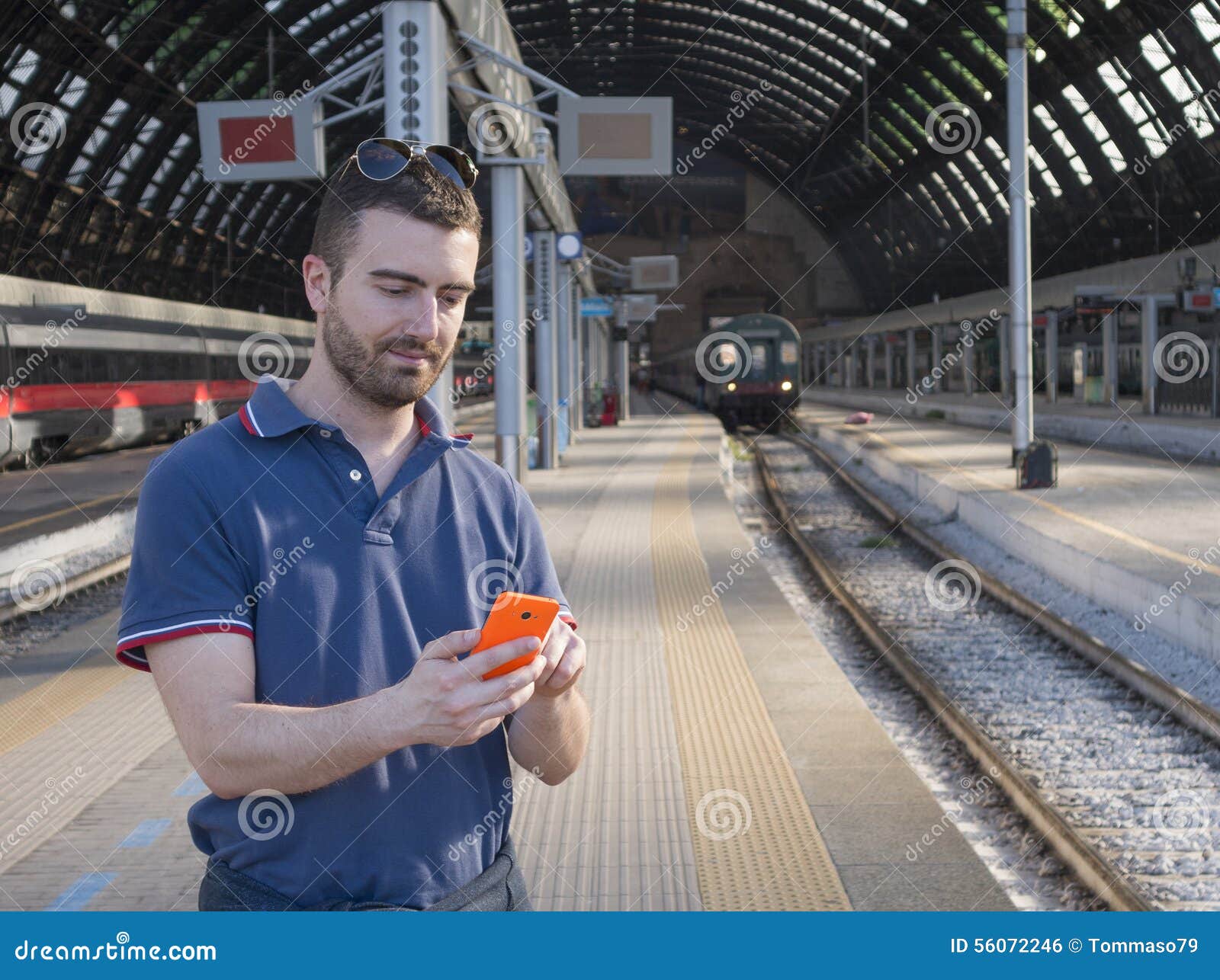Man train station stock photo. Image of cellphone, phone - 56072246