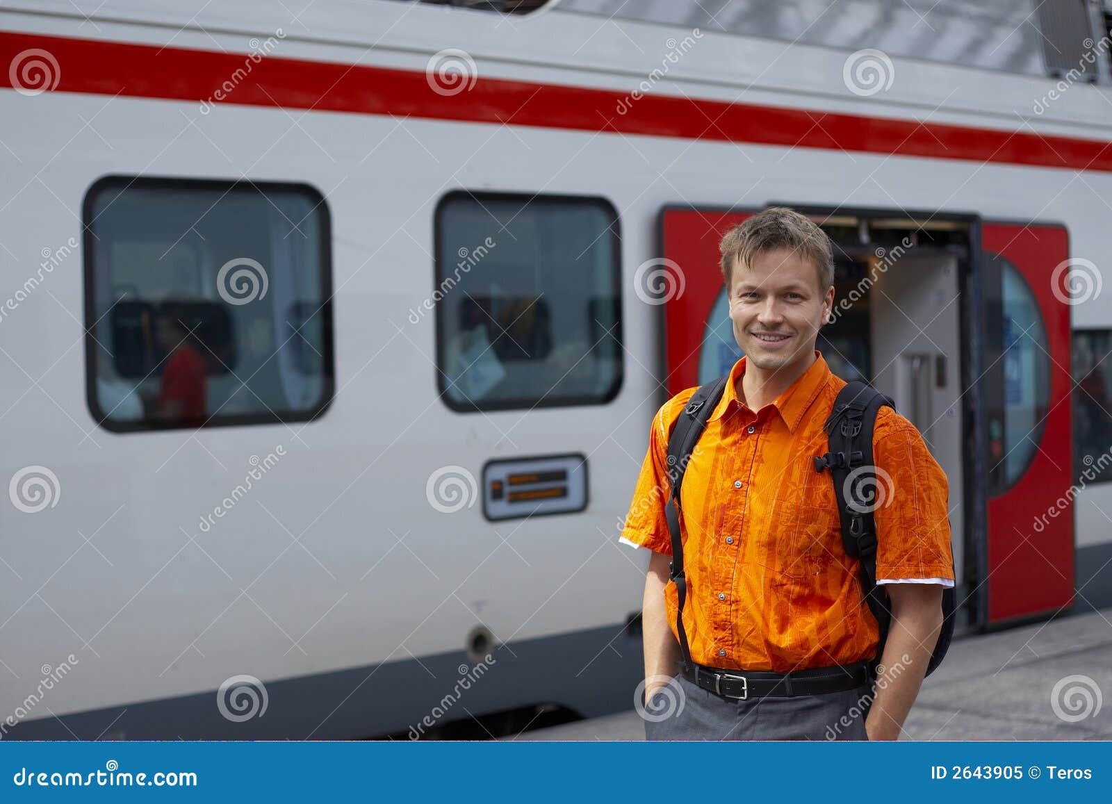 Man at train stop stock image. Image of young, commute - 2643905