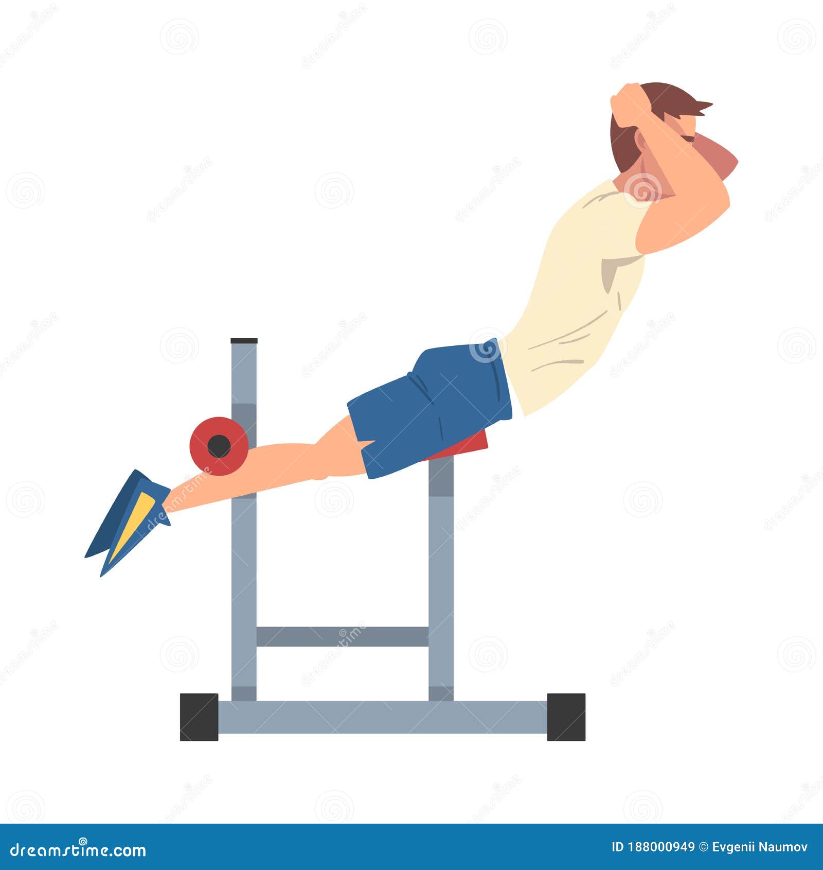 Man Training on Abdominal Crunch Bench Vector Illustration Stock Vector ...