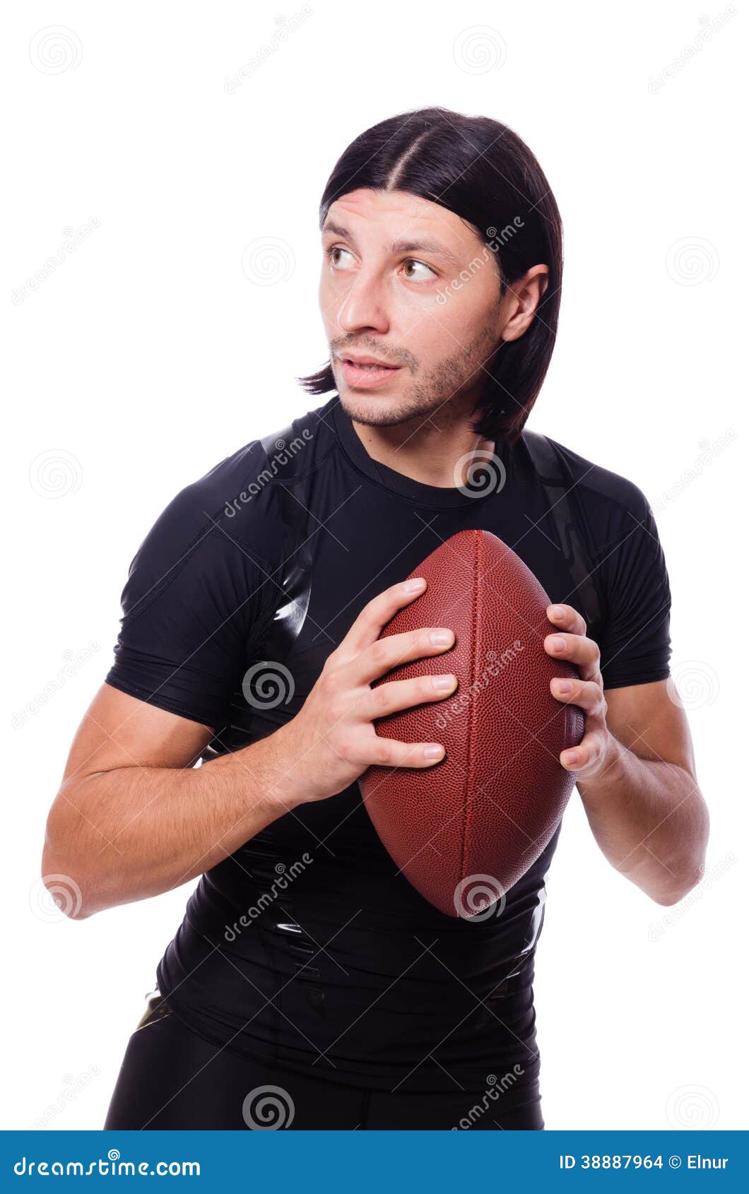 Man Training with American Football Stock Photo - Image of isolated ...