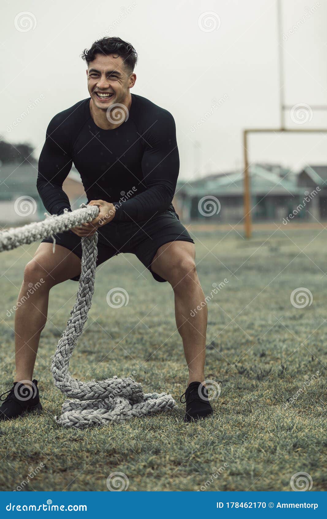Man Training with Battle Ropes Stock Photo - Image of male, battle ...