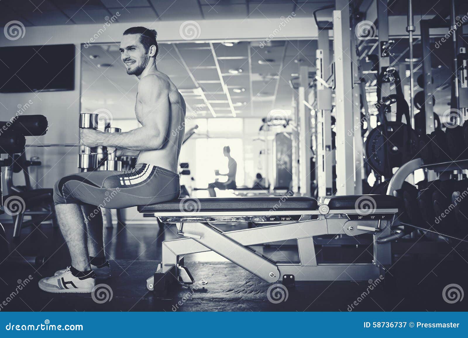 Man training in gym stock image. Image of bodybuilding - 58736737
