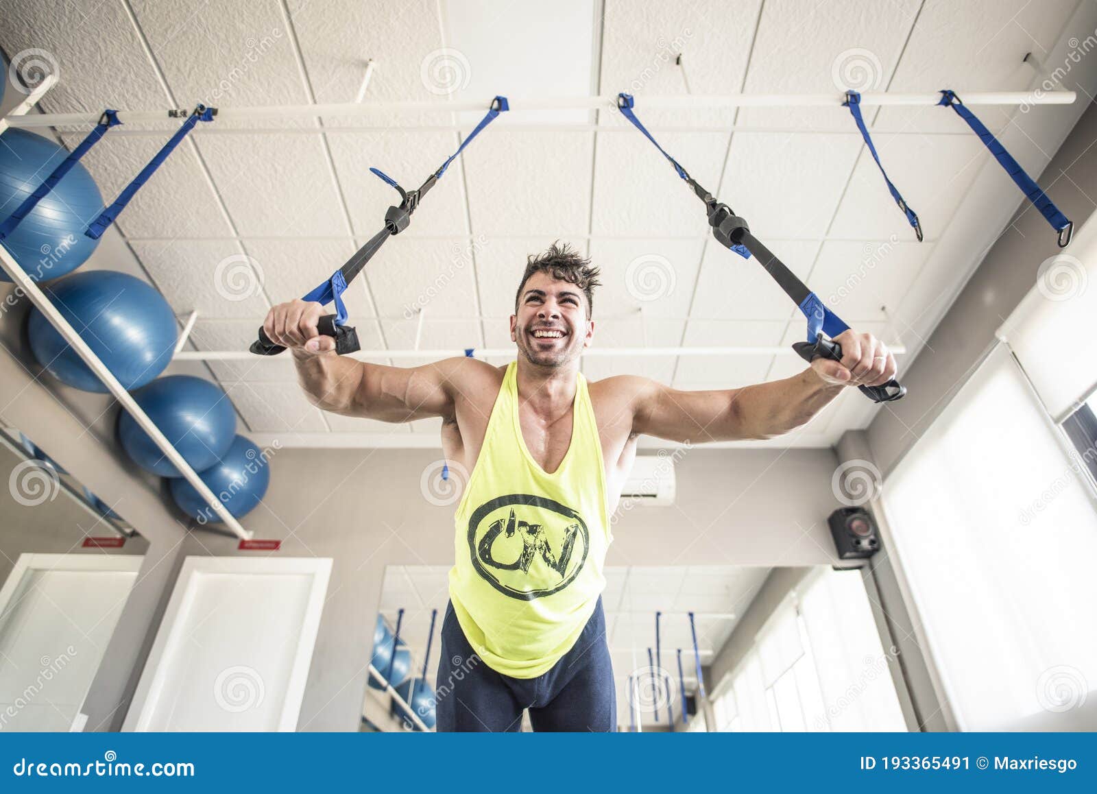Man Training in Suspension Rope Stock Image - Image of fitness, studio ...