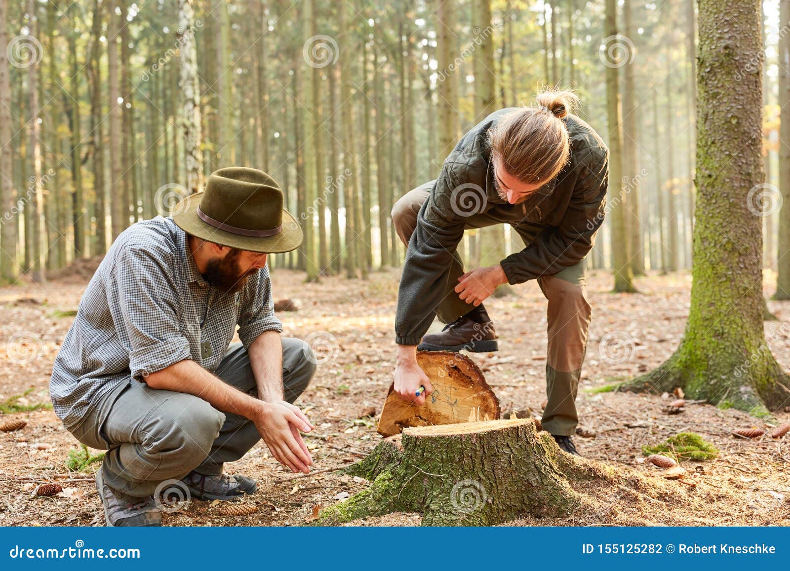 Man Training To the Forester in the Forest Stock Photo - Image of ...