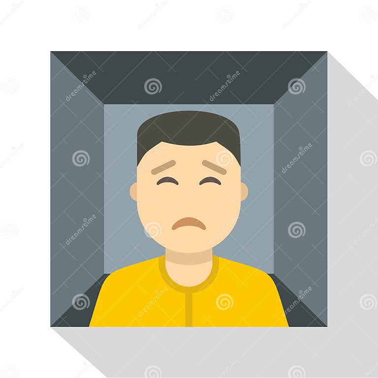 Man Trapped in a Box Icon, Flat Style Stock Vector - Illustration of ...