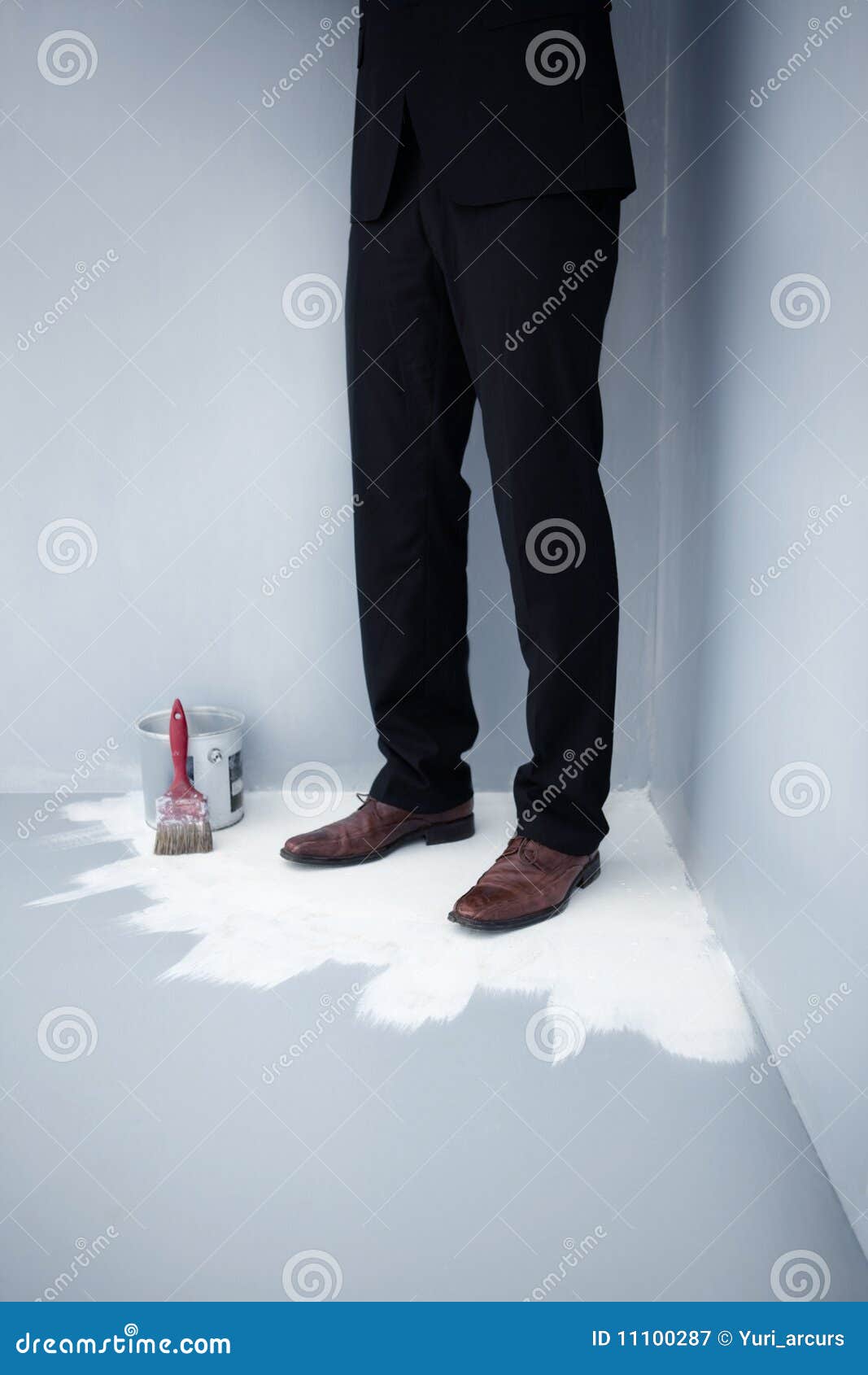 Man Trapped at the Corner of a Painted Floor Stock Image - Image of ...