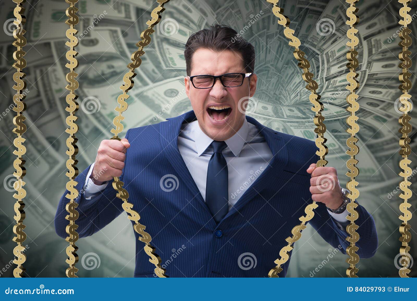The Man Trapped in Prison with Dollars Stock Image - Image of angry ...