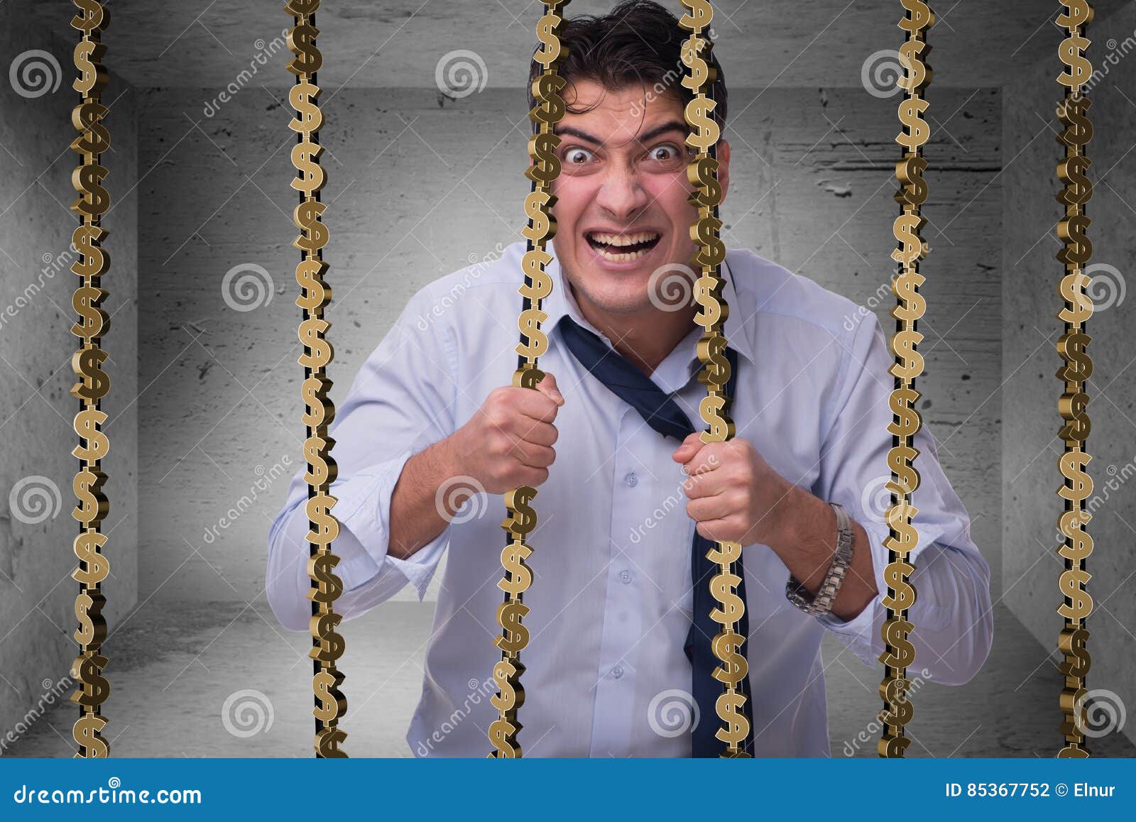 The Man Trapped in Prison with Dollars Stock Photo - Image of guilty ...