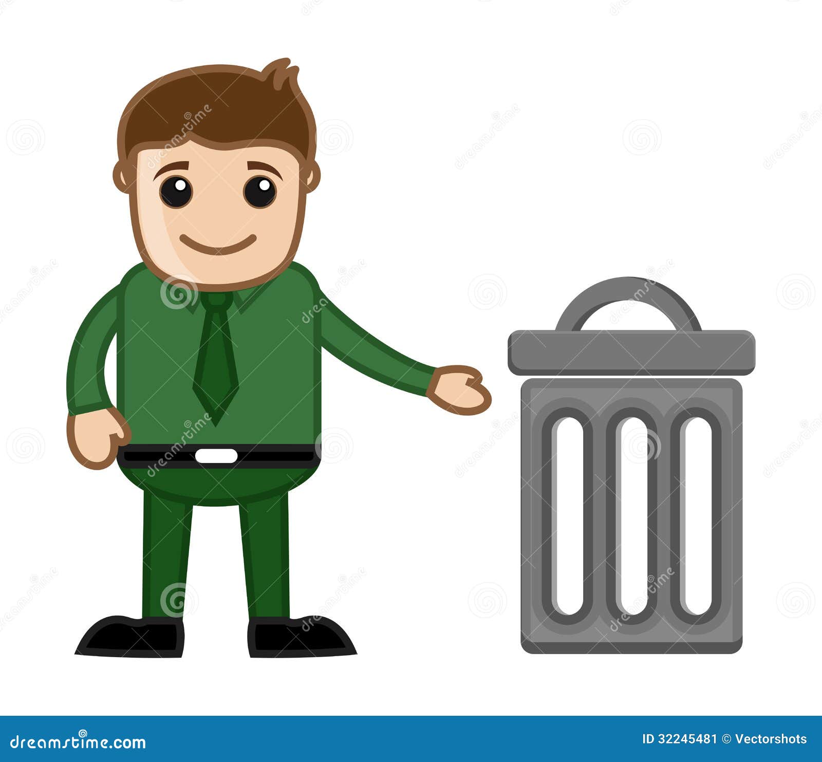 Man with Trash Bin Vector Illustration Stock Vector - Illustration of ...