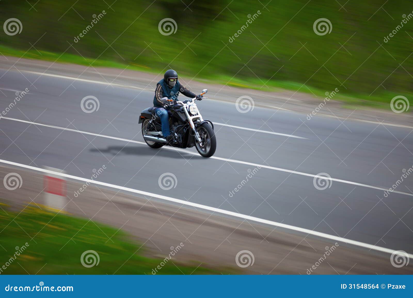 Man Traveling on a Classic Motorcycle - Chopper Stock Photo - Image of ...